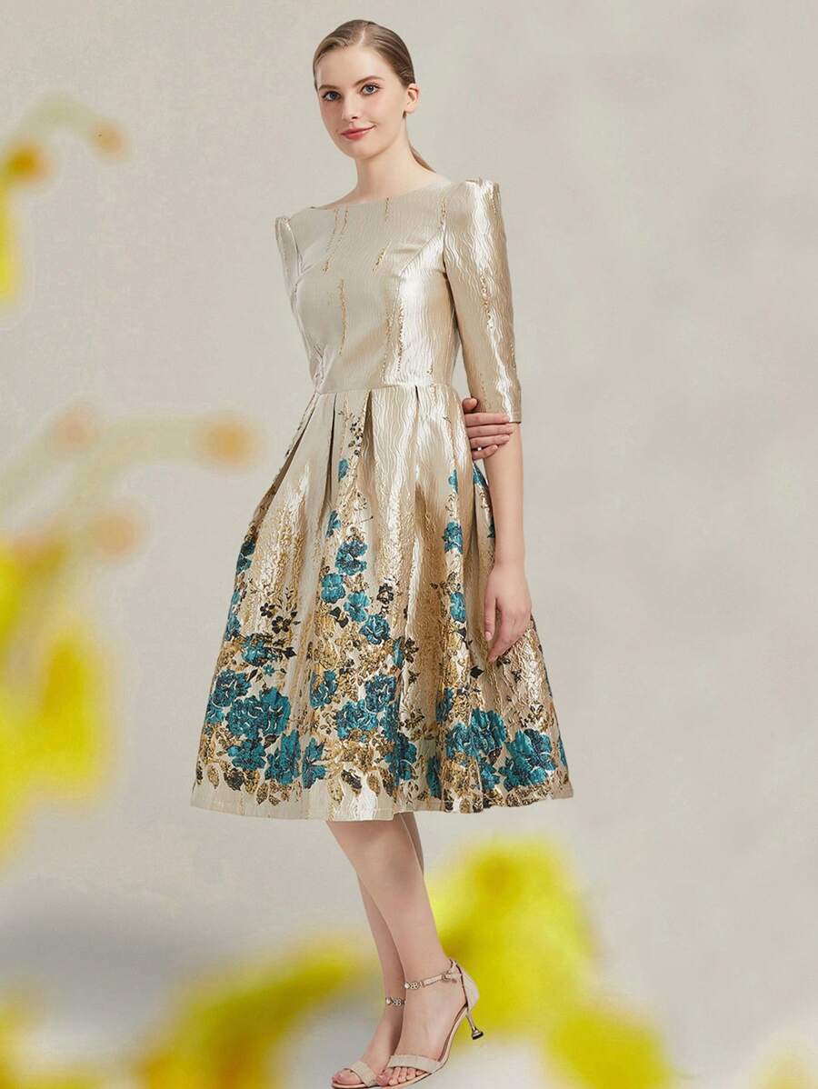 Floral Print Puff Sleeve Fold Pleated Detail Dress Shein Usa