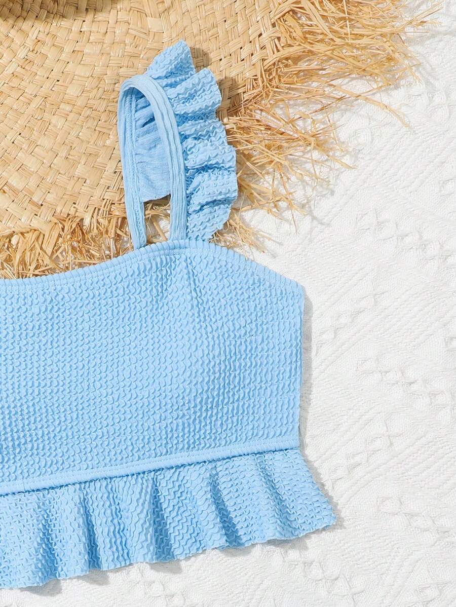 Tween Girl Camisole Style Bikini Plain Color With Ruffles Special ...