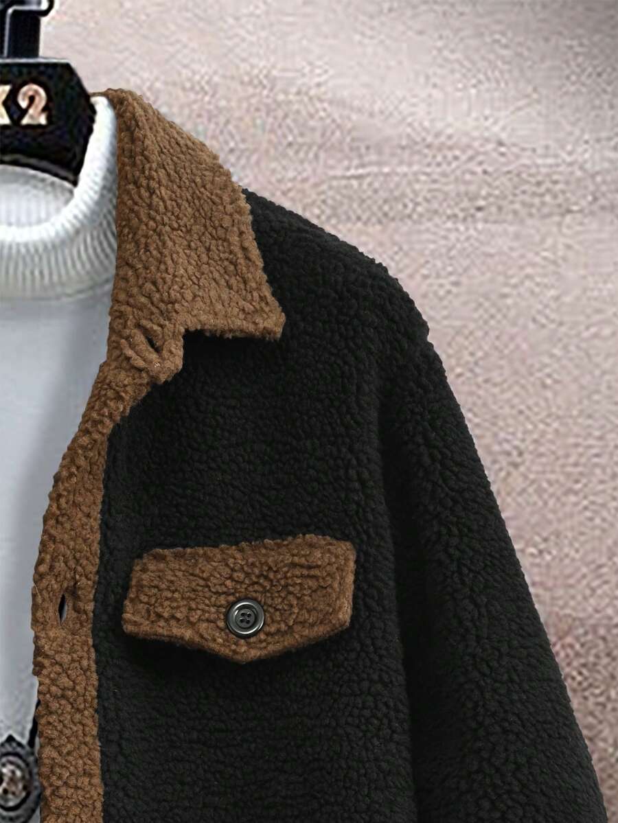 Manfinity Homme Men's Loose Fit Jacket With Color Block And Lapel ...