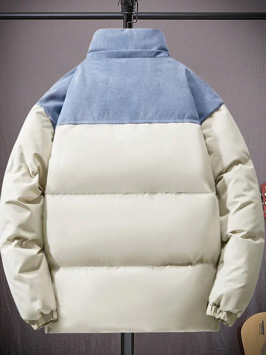 Manfinity Hypemode Loose Fit Men's Colorblock Puffer Jacket With Zipper ...