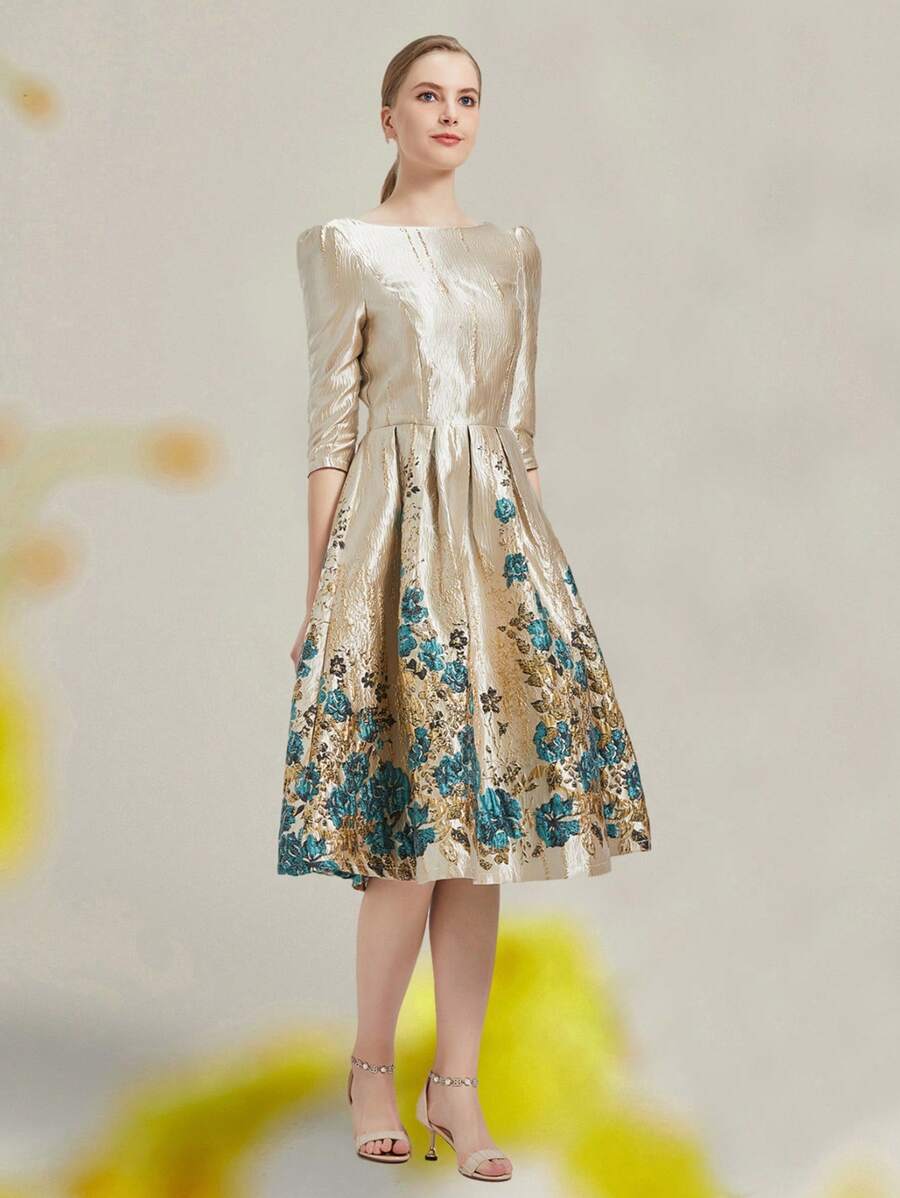 Floral Print Puff Sleeve Fold Pleated Detail Dress Shein Usa