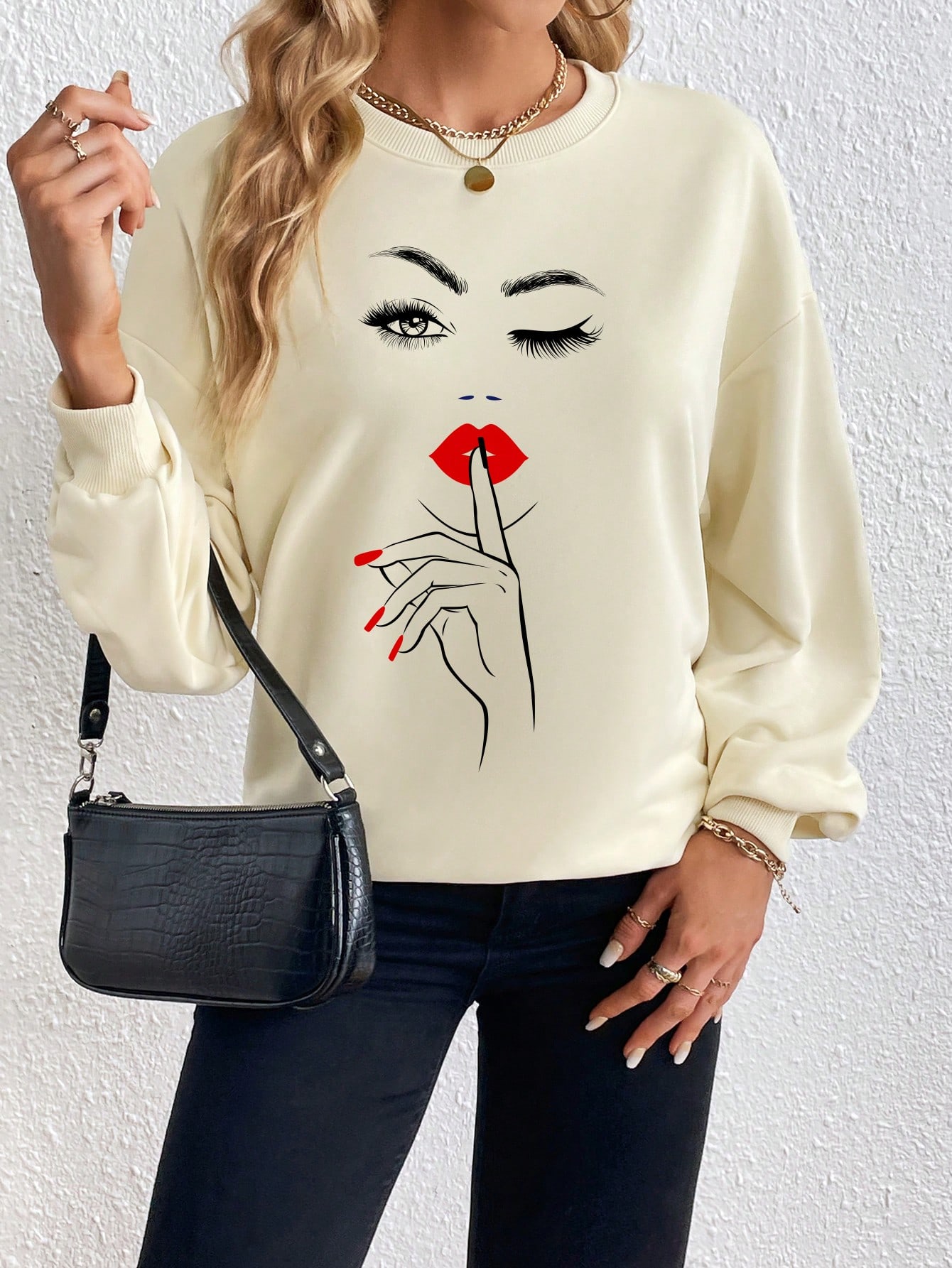 Shein Essnce Figure Graphic Drop Shoulder Sweatshirt Shein Usa