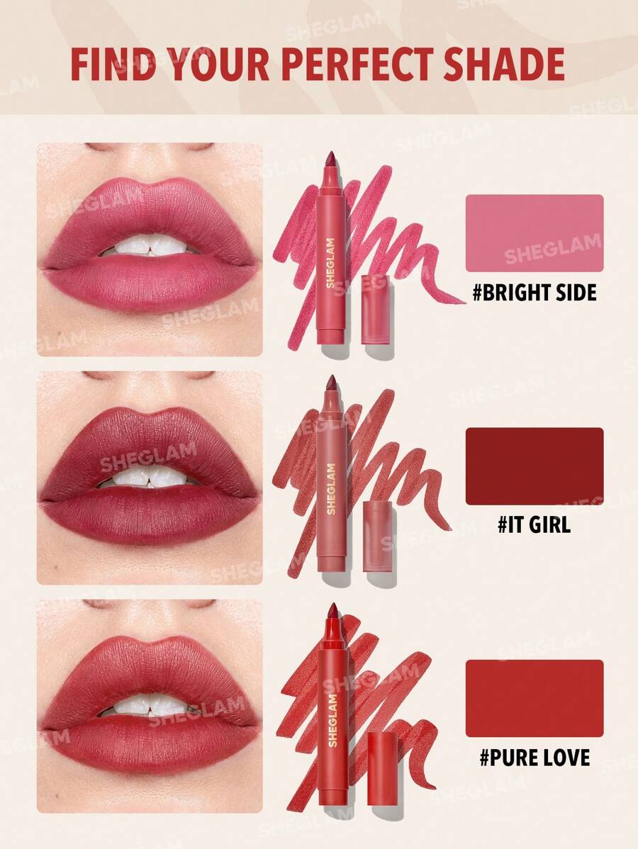 SHEGLAM Love Stained Lip Tint Marker-It Girl Matte Wine Lip Stain Pen ...
