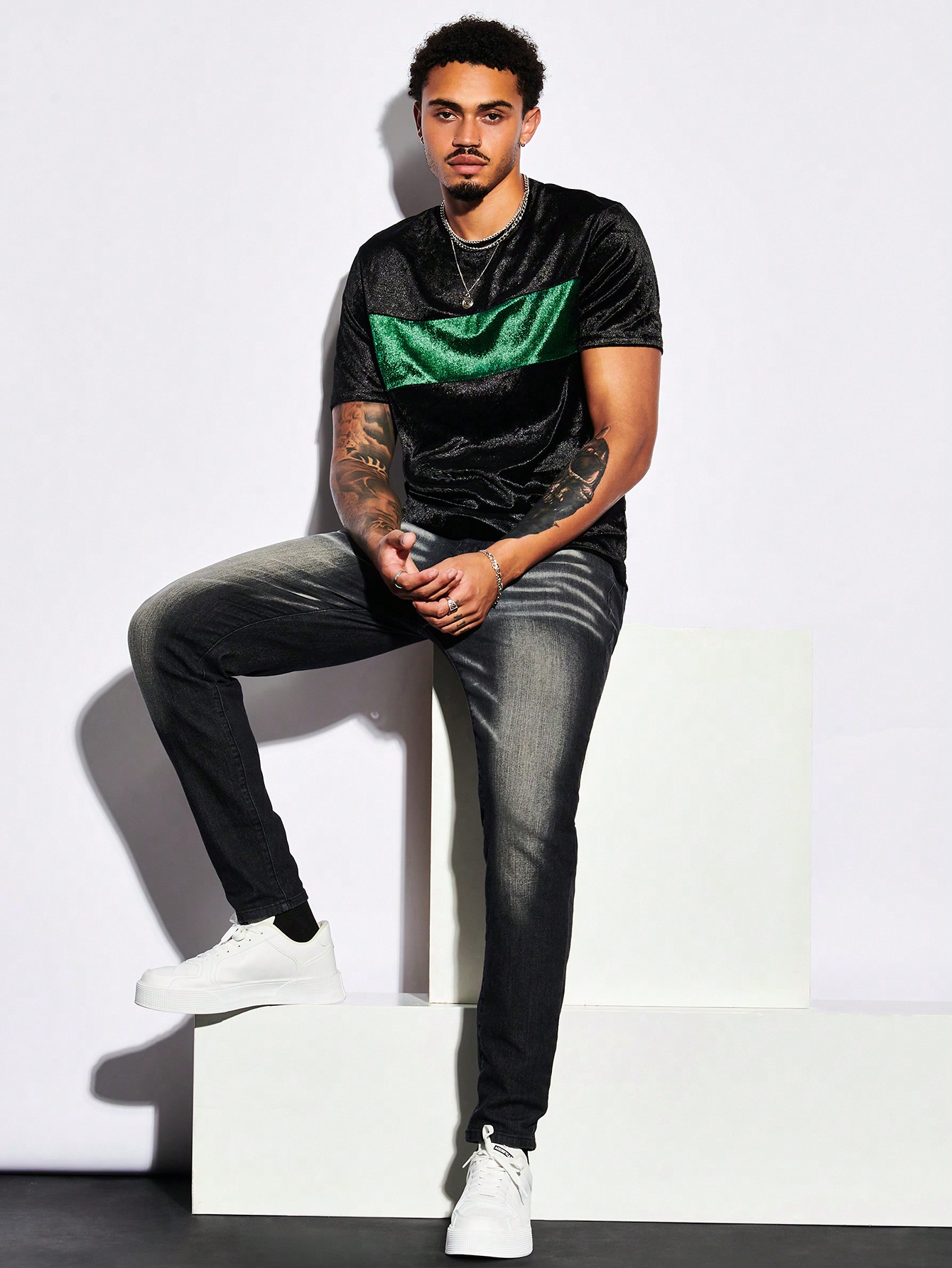 Manfinity AFTRDRK T-shirt À Manches Courtes En Tricot À Collages ...