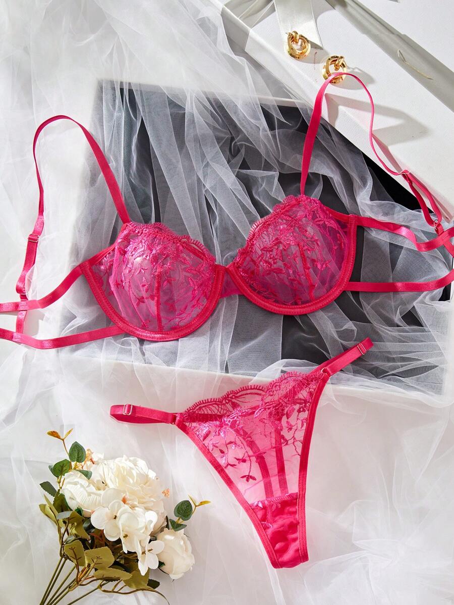 Flower Embroidery See Through Womens Sexy Lingerie Set Shein Usa
