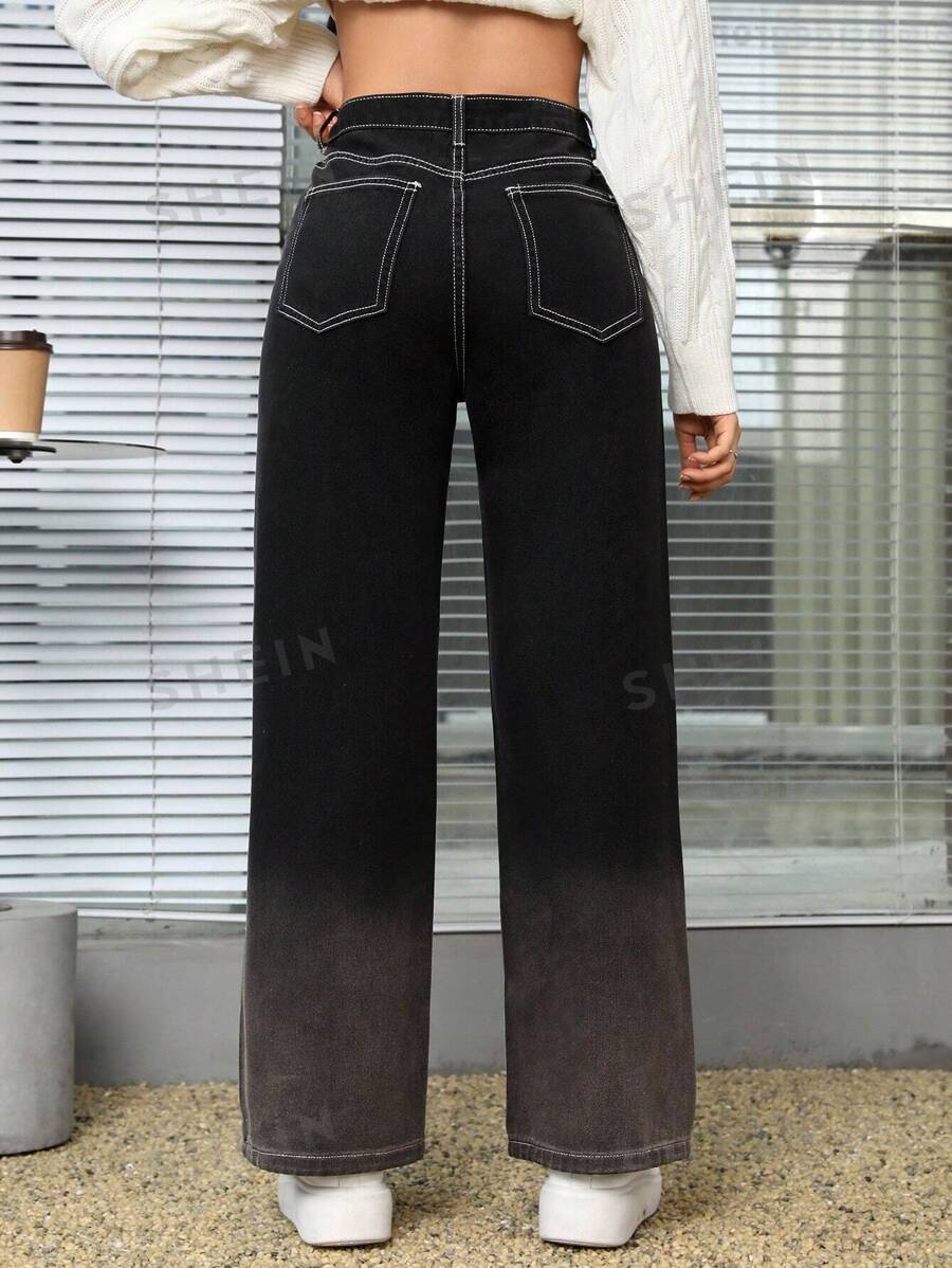 Shein Ezwear Contrast Stitch Lace Up Front Jeans Shein Eur