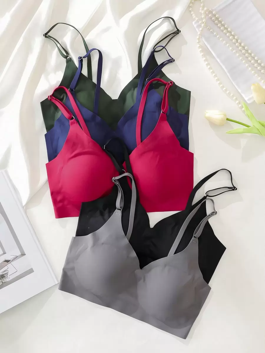 5pcs Solid Wireless Bra | SHEIN USA