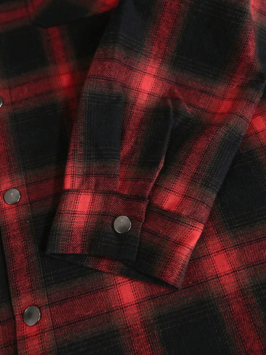 Manfinity Sporsity Loose-Fit Men's Plaid Printed Shacket With Flap ...