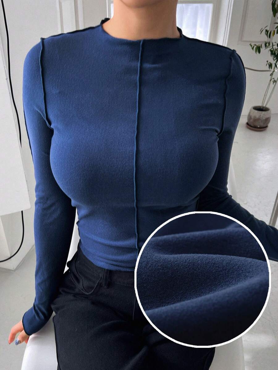 DAZY Solid Seam Detail Tee | SHEIN USA