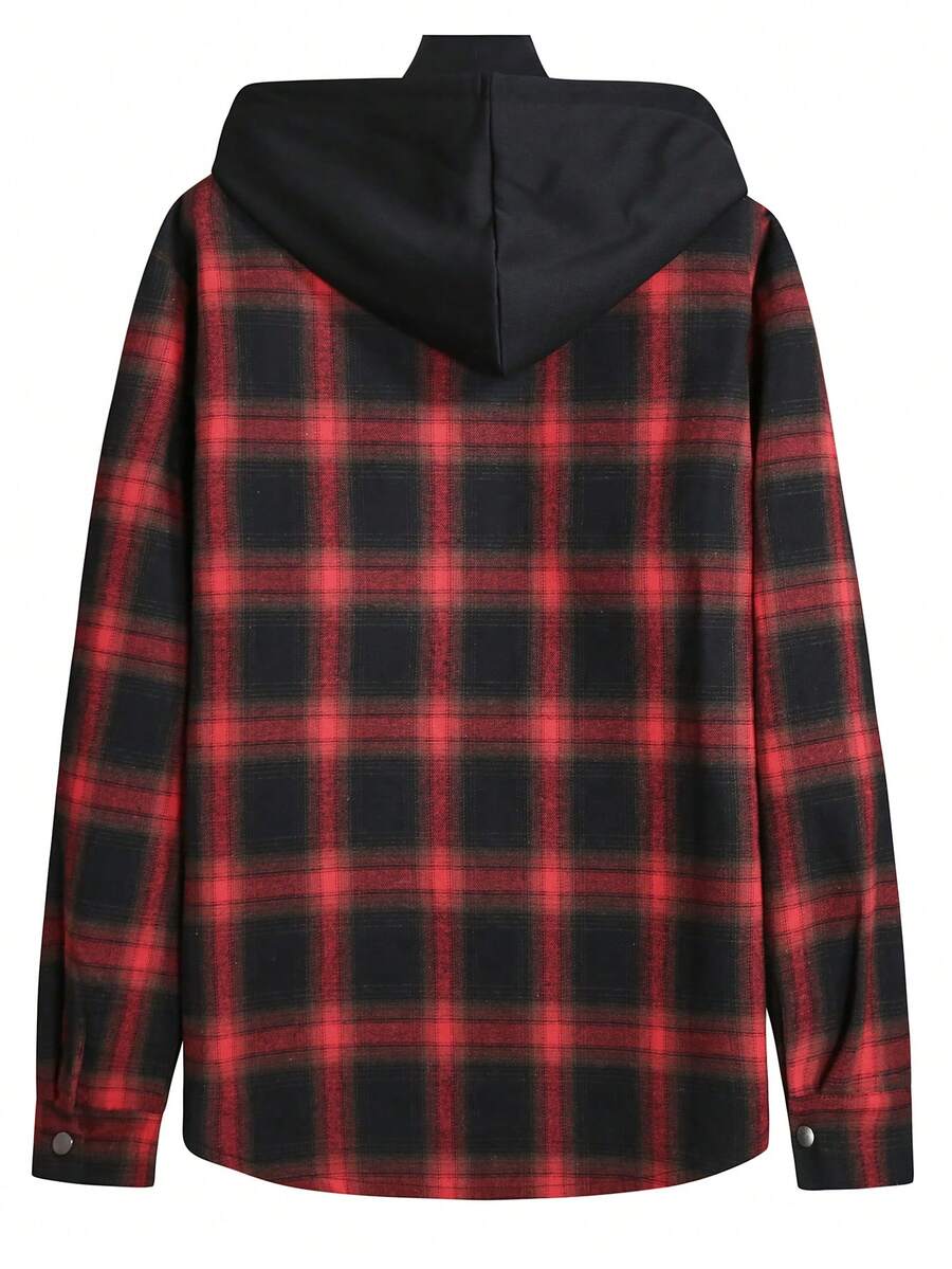 Manfinity Sporsity Loose-Fit Men's Plaid Printed Shacket With Flap ...