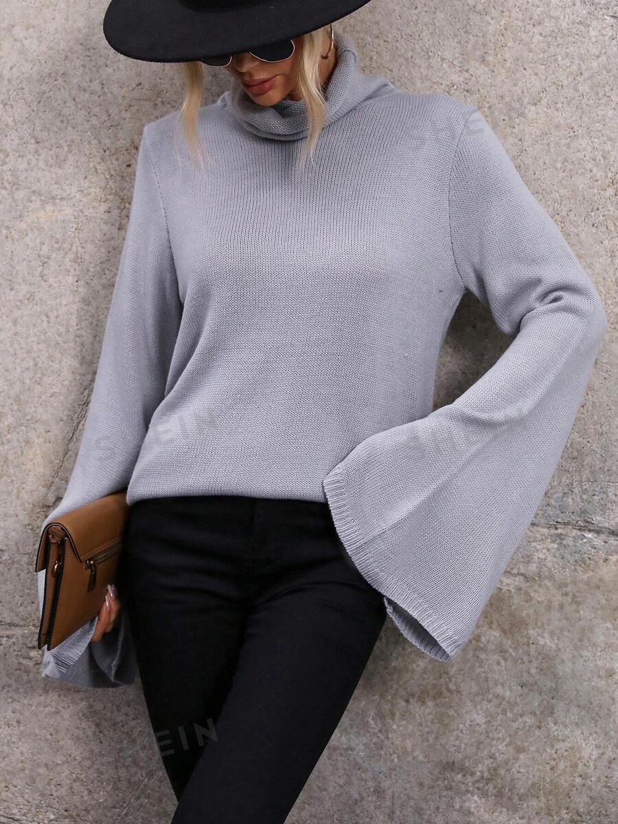 Shein Lune Turtleneck Wrap Back Flare Sleeve Sweater For Sale Australia