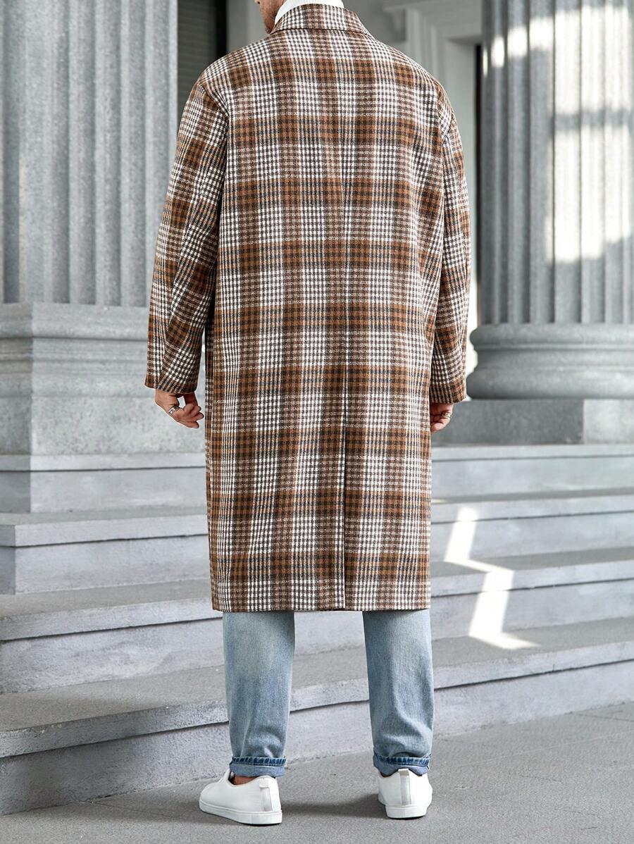 Manfinity ModaGents Loose Fit Men's Plus Size Plaid Double Breasted ...