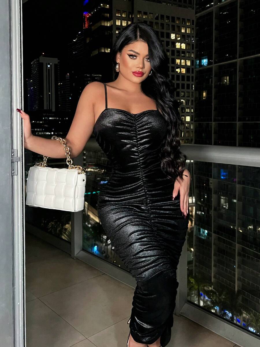 SHEIN SXY New Year's Eve Party Dress With Pleats, Strapless, And Sexy ...