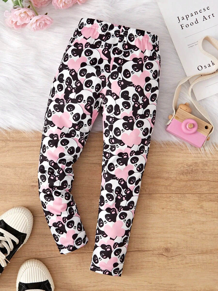 SHEIN Leggings Mit Herzmuster Und Panda Muster Für Junge Mädchen ...