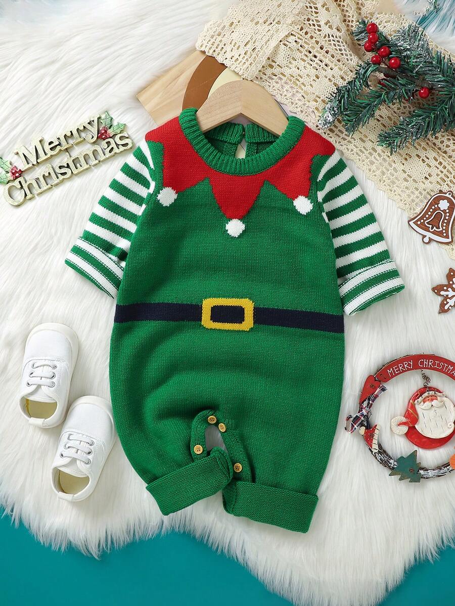 Monos Para Bebés Niño Con Mangas A Rayas De Color Contrastante Y Suéter ...