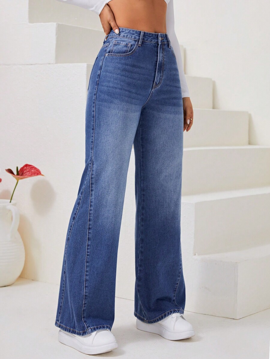 SHEIN Privé High Waist Flare Leg Jeans | SHEIN UK