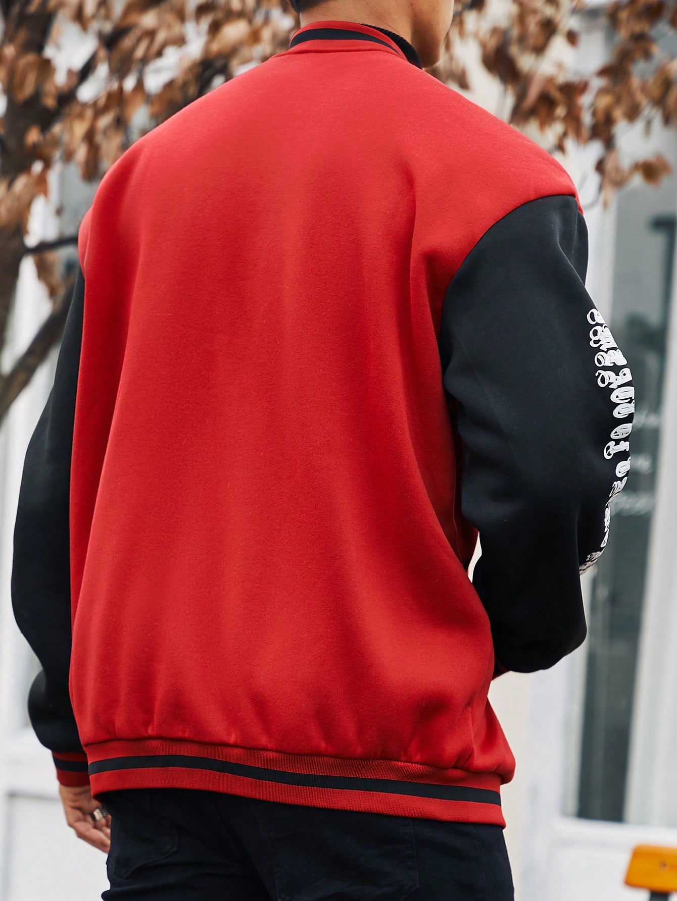 Manfinity Homme Men Plus Letter Graphic Two Tone Varsity Jacket Without ...