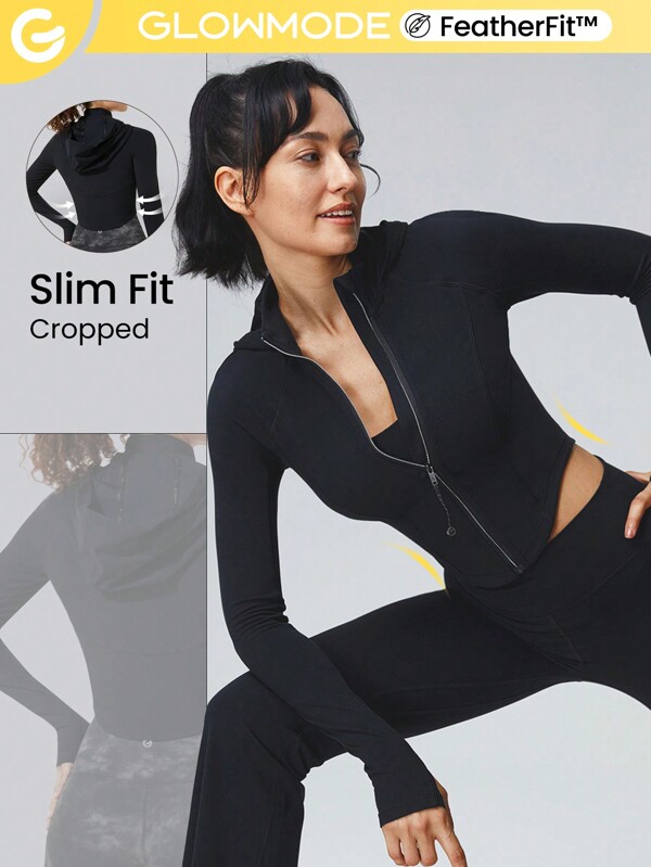 GLOWMODE FeatherFit™ Cropped Curve Hem Zip-Up Jacket for Sale Australia ...