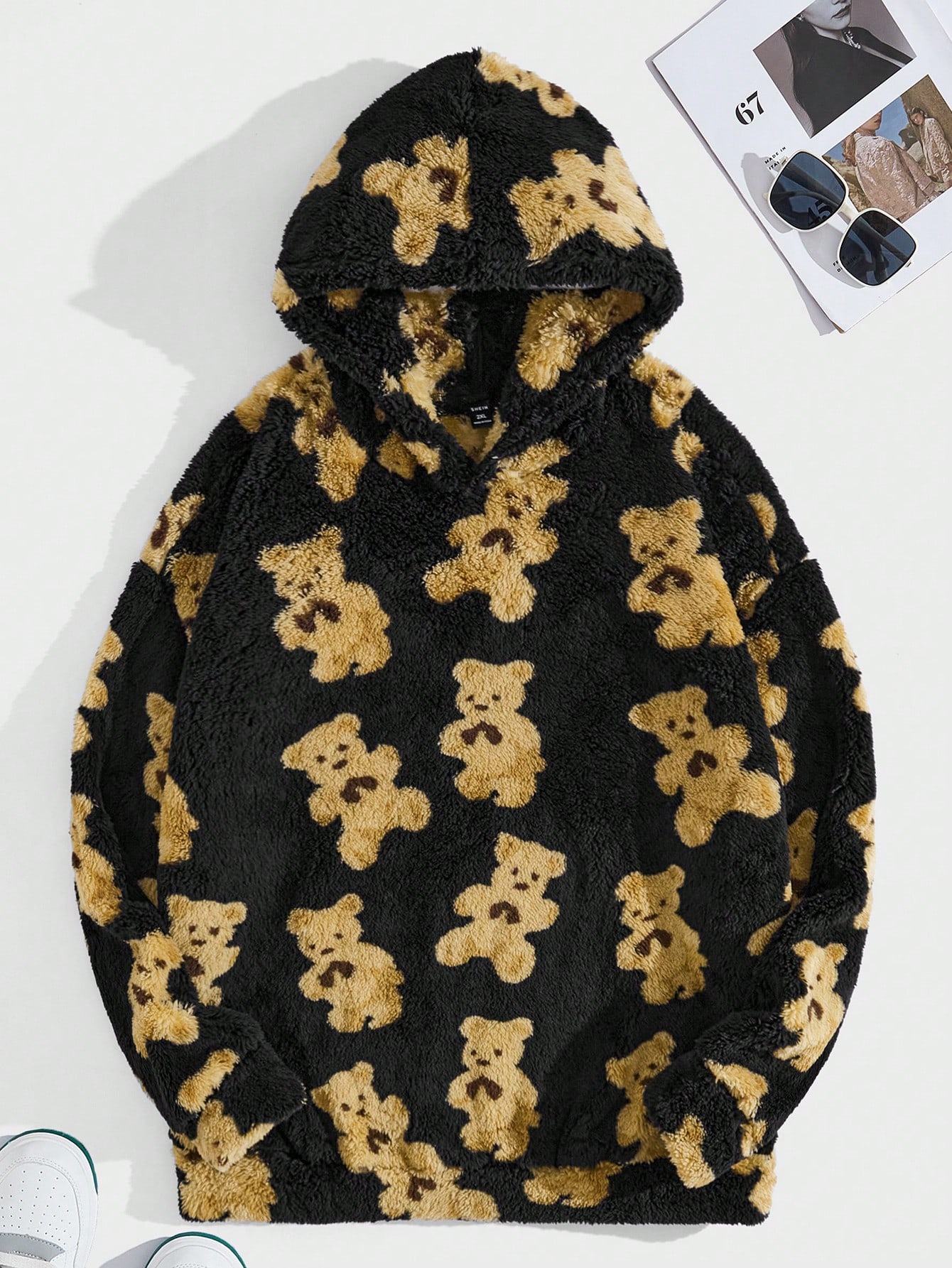 Manfinity Hypemode Men Plus Bear Print Fleece Hoodie | SHEIN USA