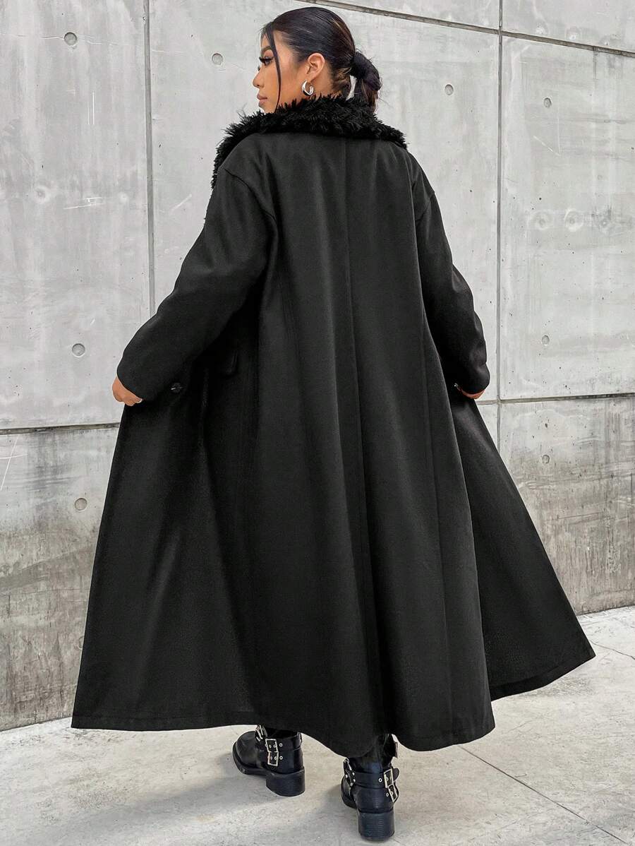 SHEIN EZwear Women's Plus Size Patchwork & Wool Blend Coat | SHEIN USA