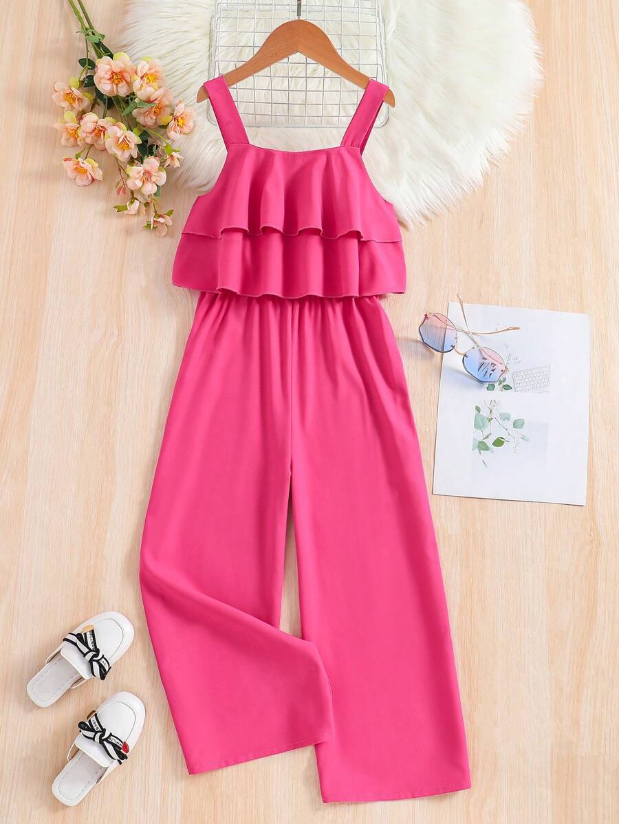 SHEIN Tween Girls' Ruffle Romper Jumpsuit, Elegant Casual Everyday Wear ...