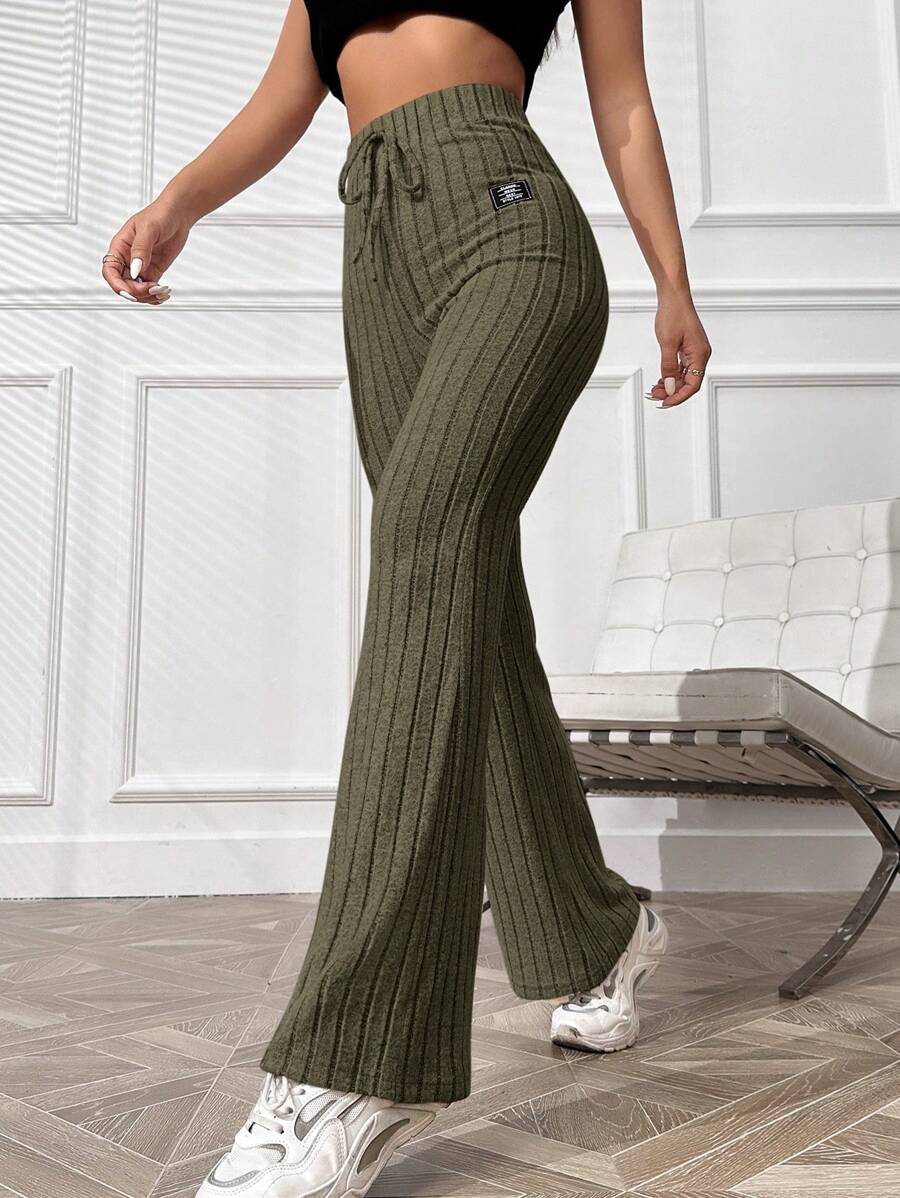 Flirla Drawstring Waist Flare Leg Pants | SHEIN USA