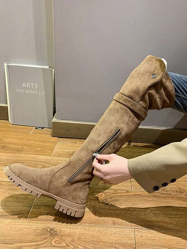 Women's Multiway Knee-high Boots With Lining, Can Be Worn As Two Styles ...