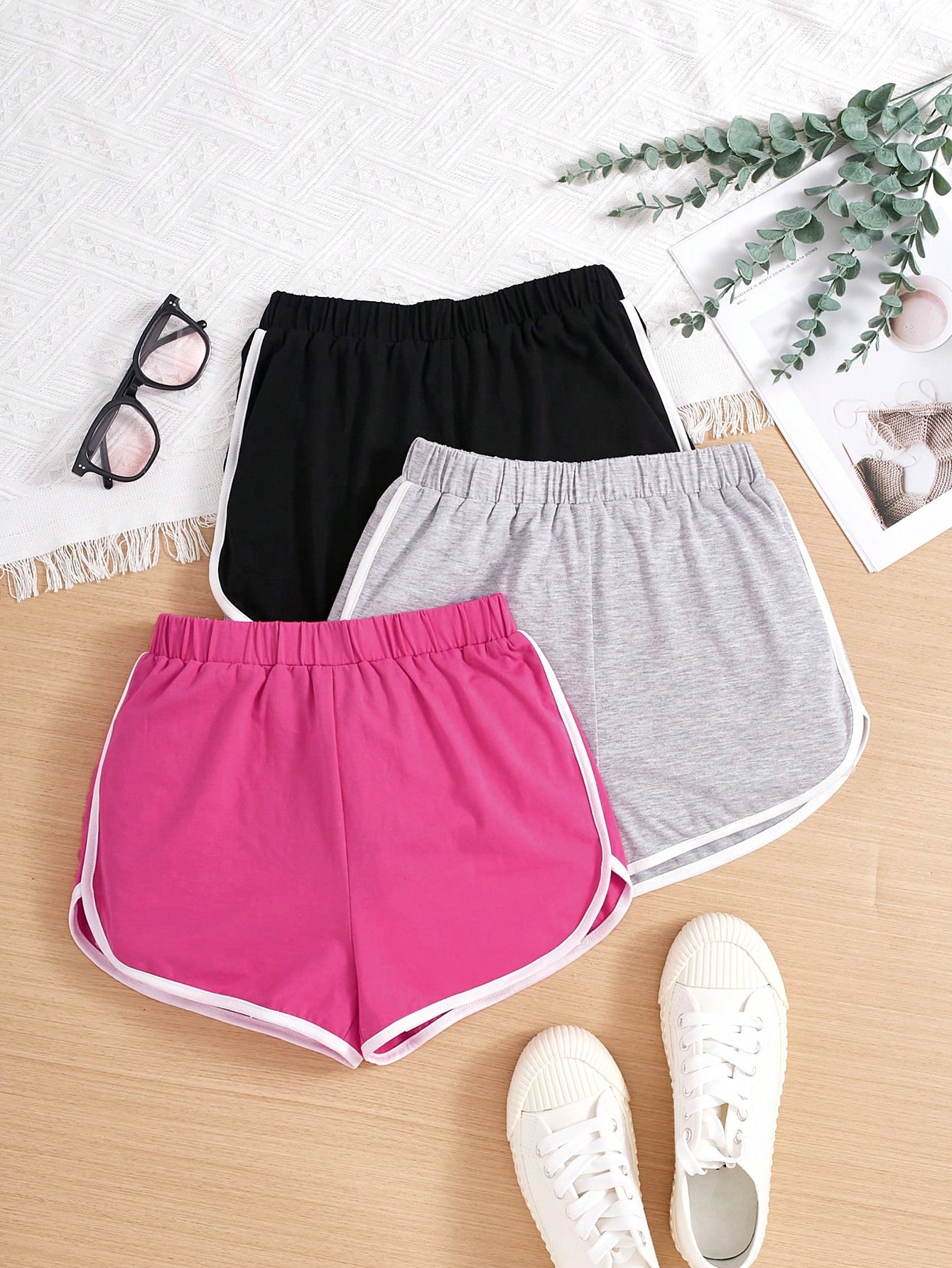 Tween Girls Knitted Color-Block Loose Fit Shorts With Package Edge ...