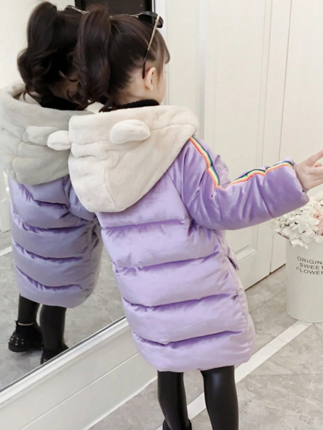 SHEIN NiHa Kids Tween Girl 1pc Flap Detail Hooded Winter Coat | SHEIN USA