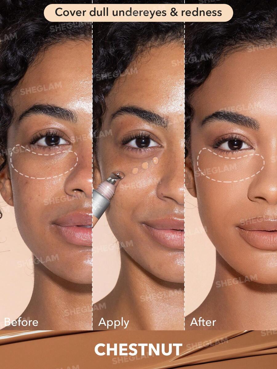 SHEGLAM Bright Eyes Cooling Concealer-Chestnut Cooling Metal Applicator ...