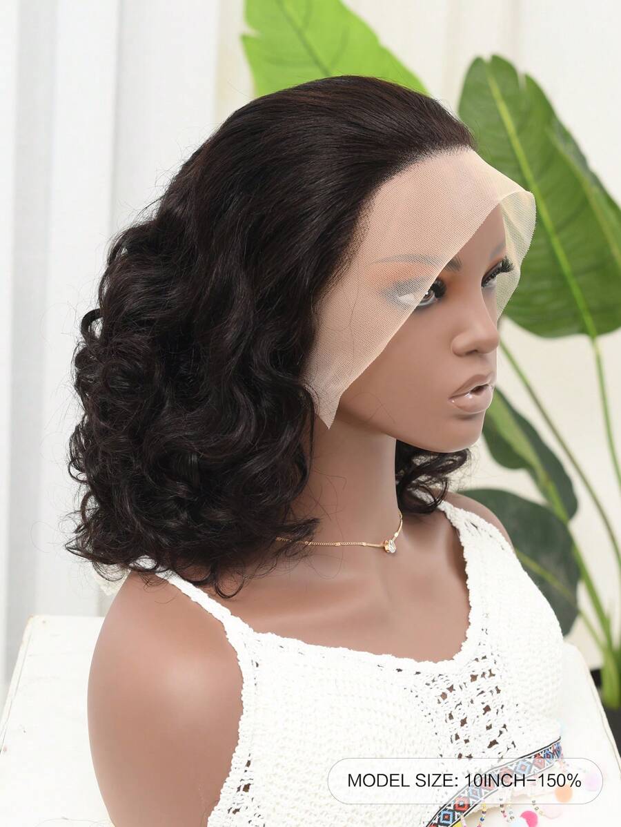 13x4 Lace Front Short Bob wig Loose Wave Human Hair Bob Wig Curly Hair Lace Frontal Wig Water ...