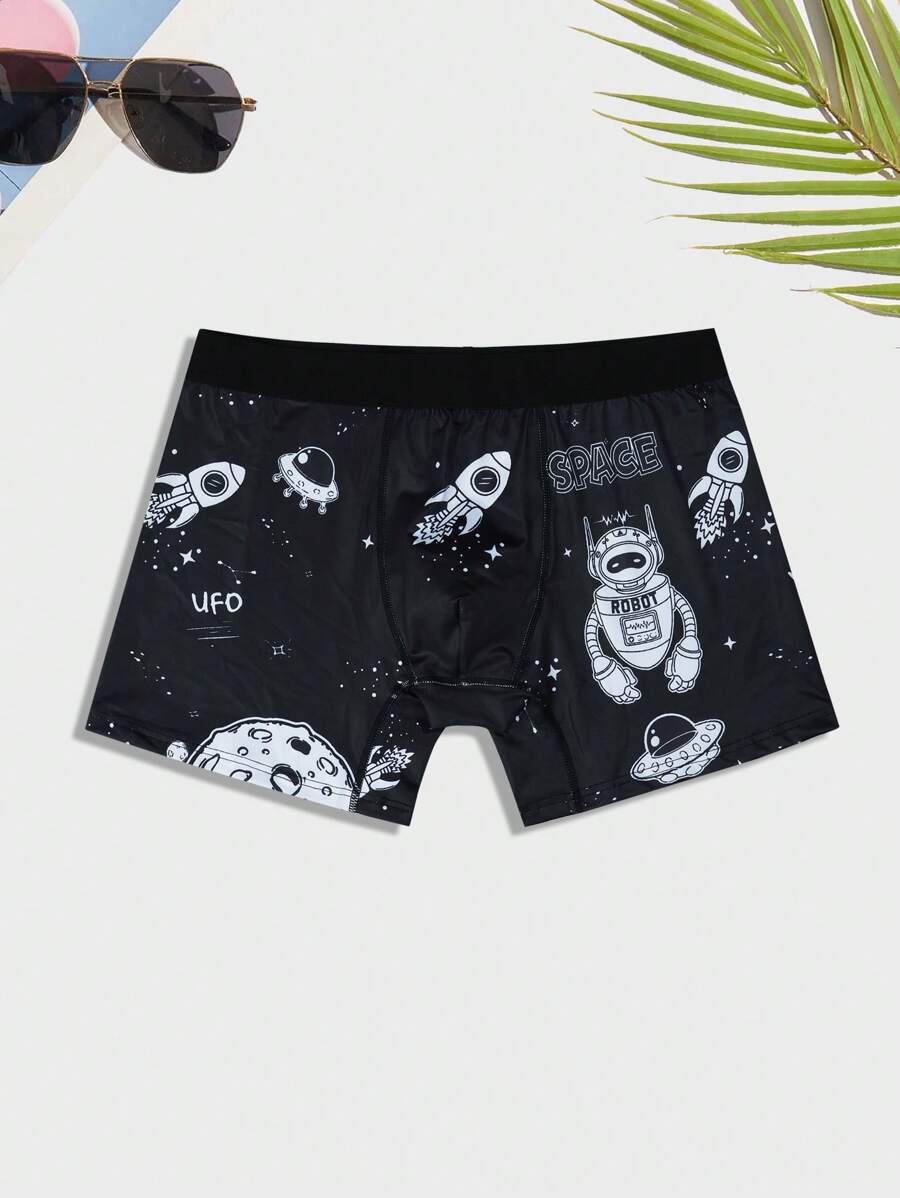 Men's Comfortable Boxer Briefs With Space Astronaut Pattern | SHEIN USA