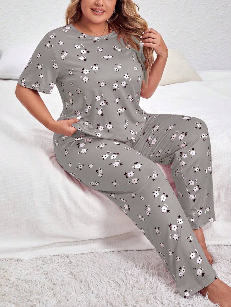 Plus Size Floral Print Pajama Set | SHEIN USA