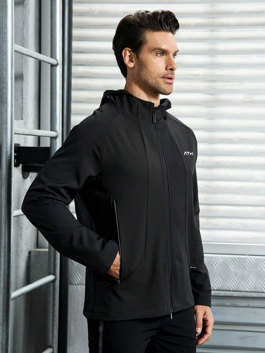 Manfinity Sport Corelite Men's Hooded Sports Jacket With Letter Printed ...