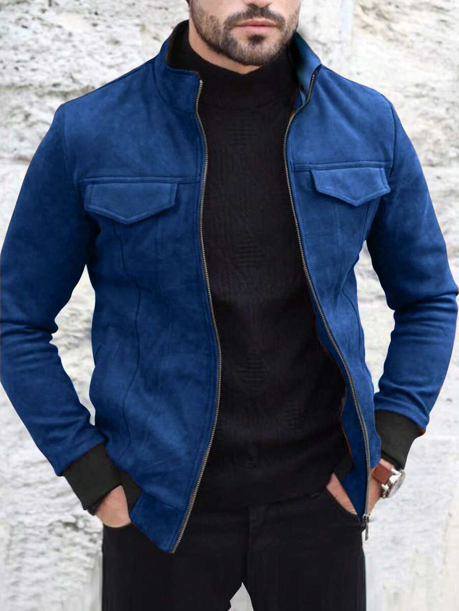 Manfinity Men Flap Detail Zip Up Jacket | SHEIN USA