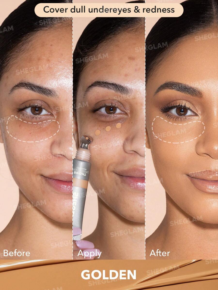 SHEGLAM Bright Eyes Cooling Concealer-Golden Cooling Metal Applicator ...