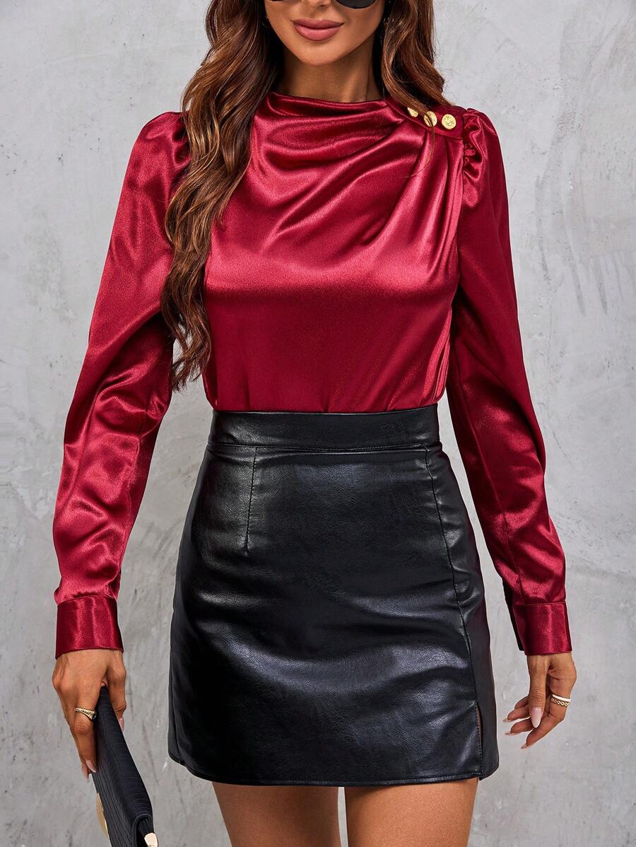 SHEIN Clasi Elegant Satin Shirt | SHEIN USA