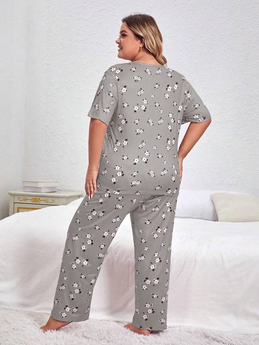 Plus Size Floral Print Pajama Set | SHEIN USA