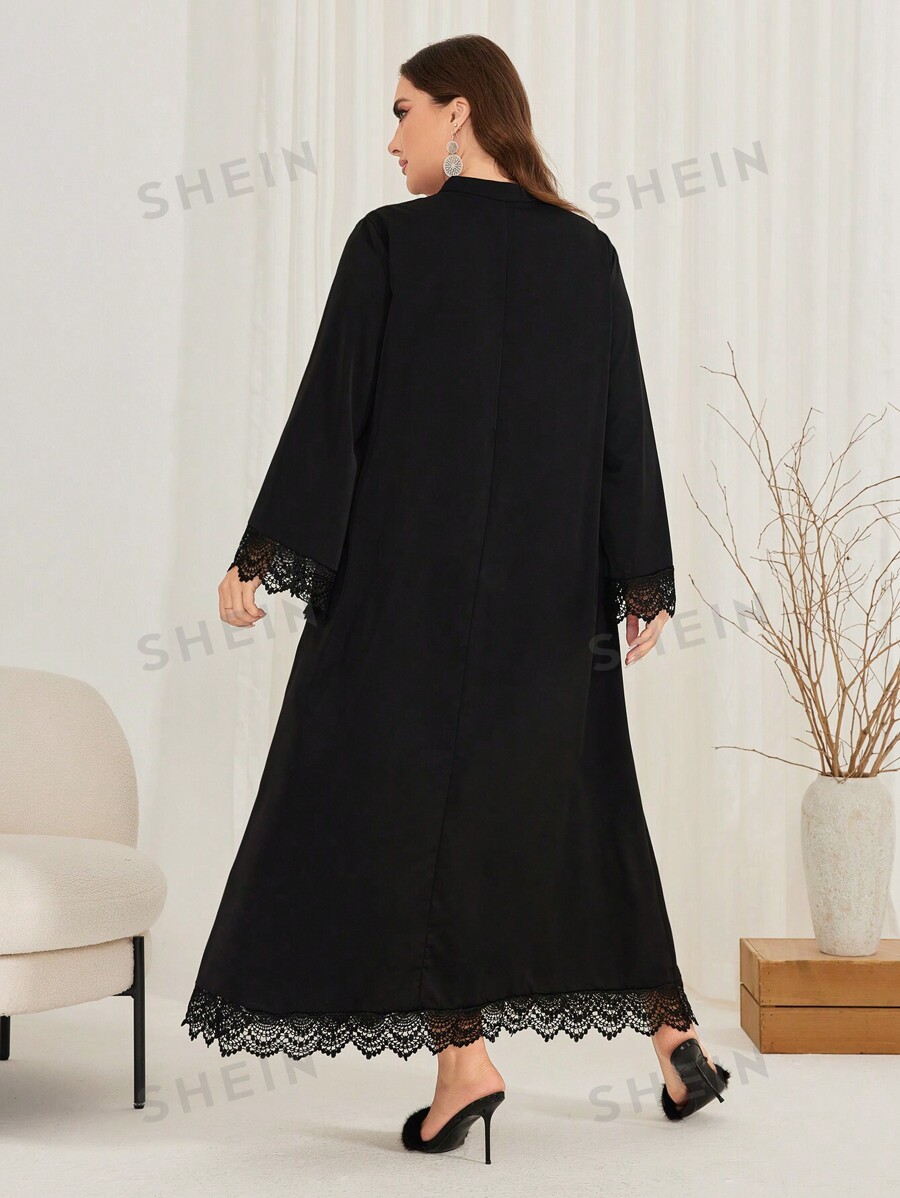 SHEIN Najma Robe arabe à dentelle contrastée pour femmes grandes ...