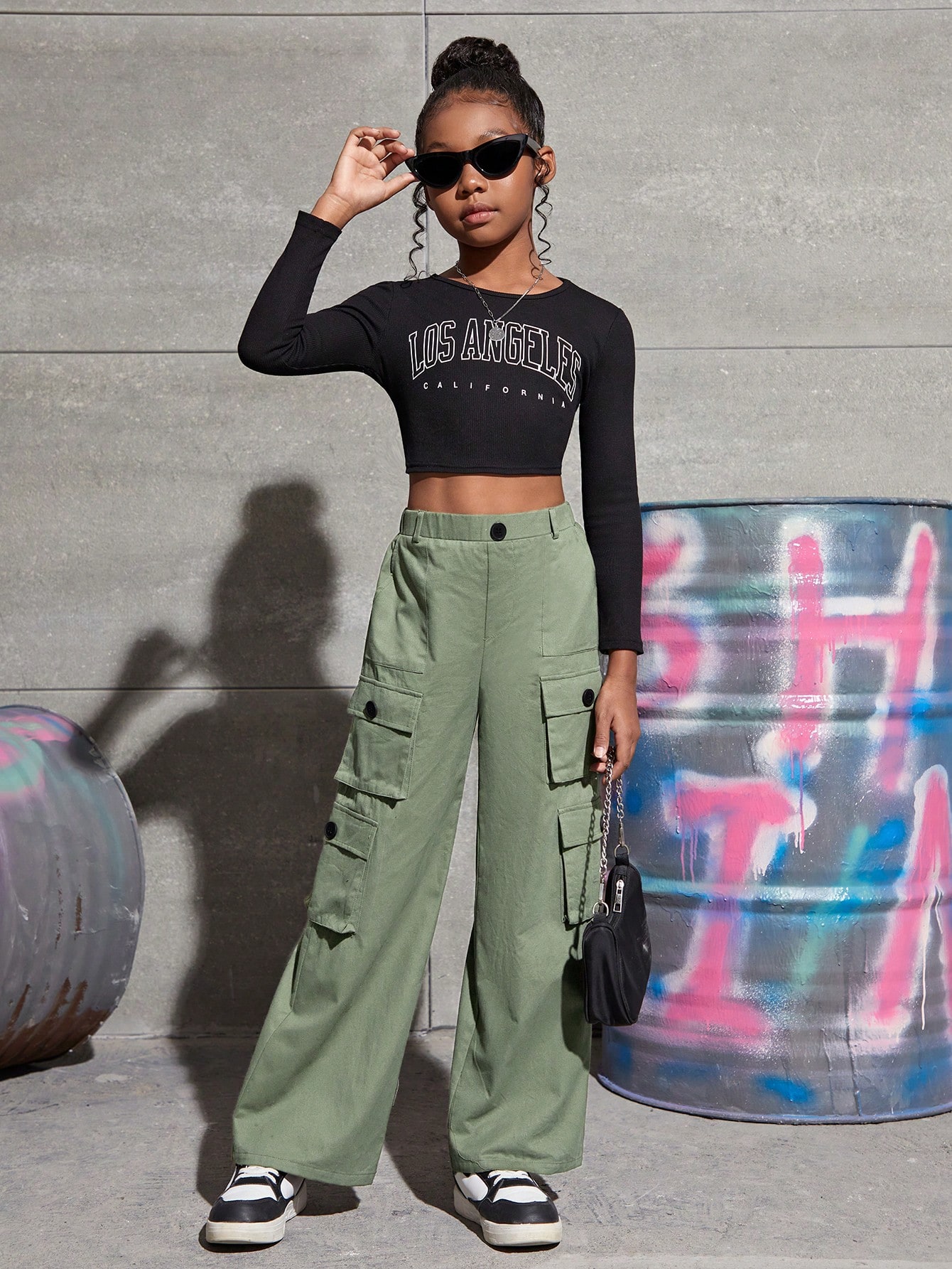 SHEIN Tween Girl Flap Pocket Side Cargo Pants | SHEIN USA