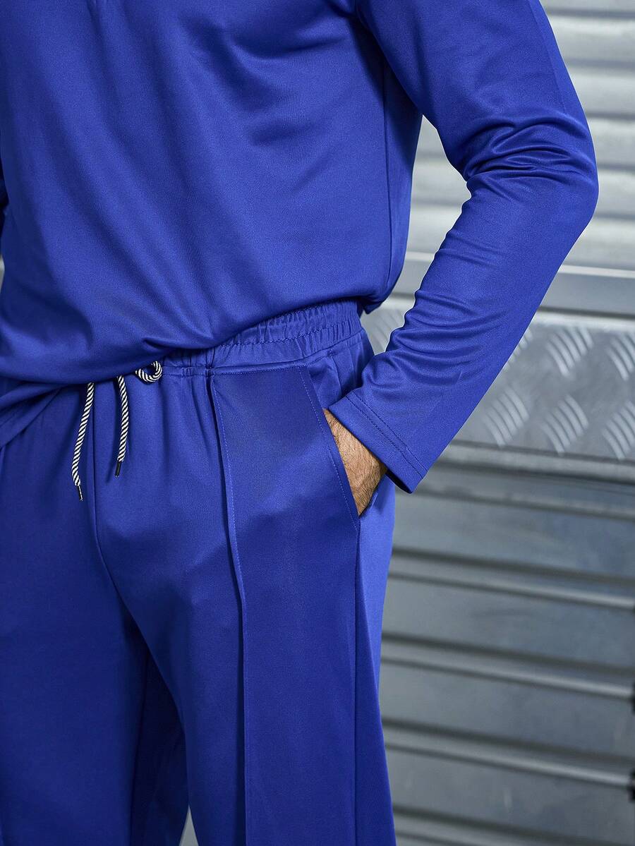 Men Quarter Zip Sports Jacket & Pants Sports Set, Athletic Suit ...