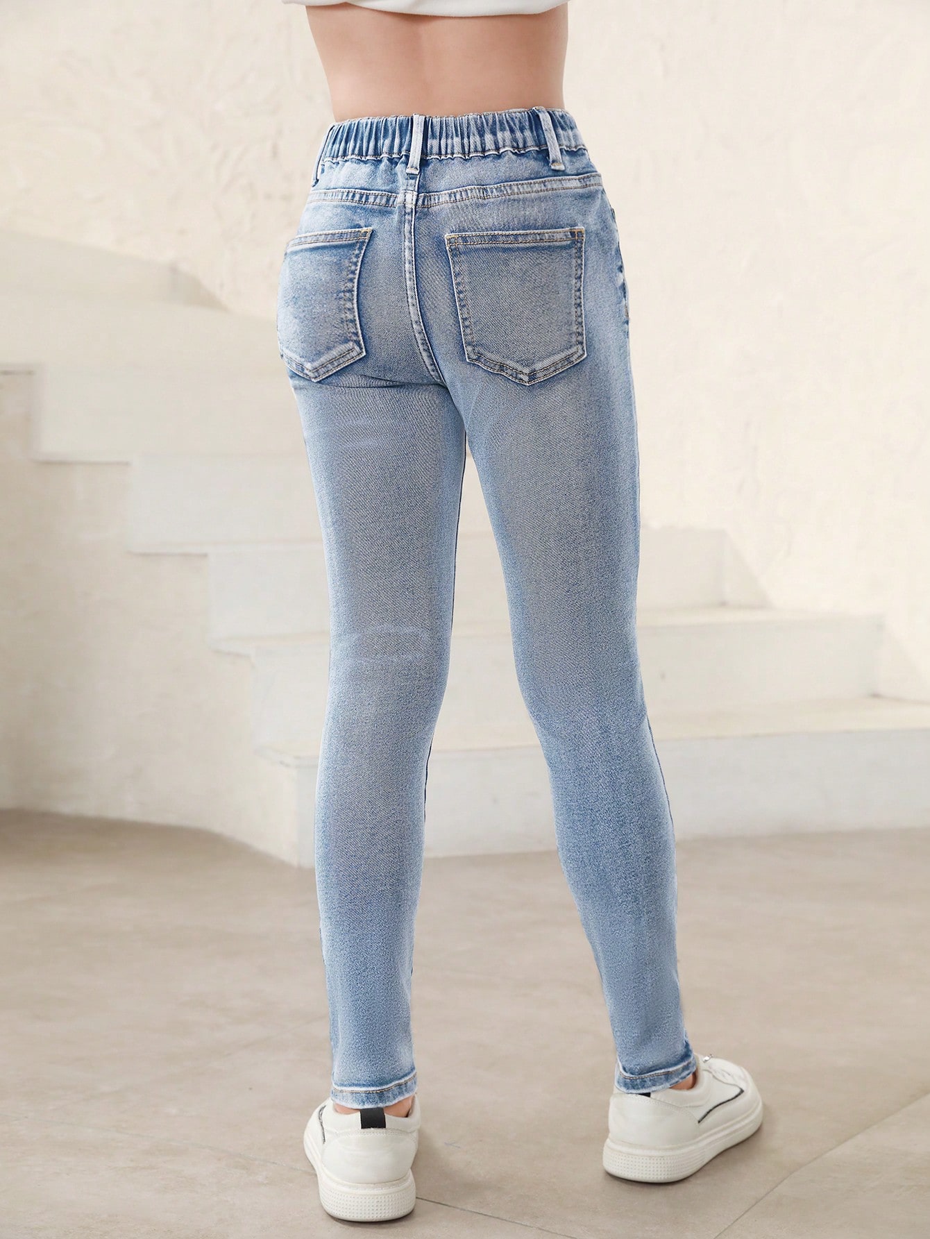 Tween Girls' Distressed Slim Fit Stretch Denim Jeans | SHEIN USA