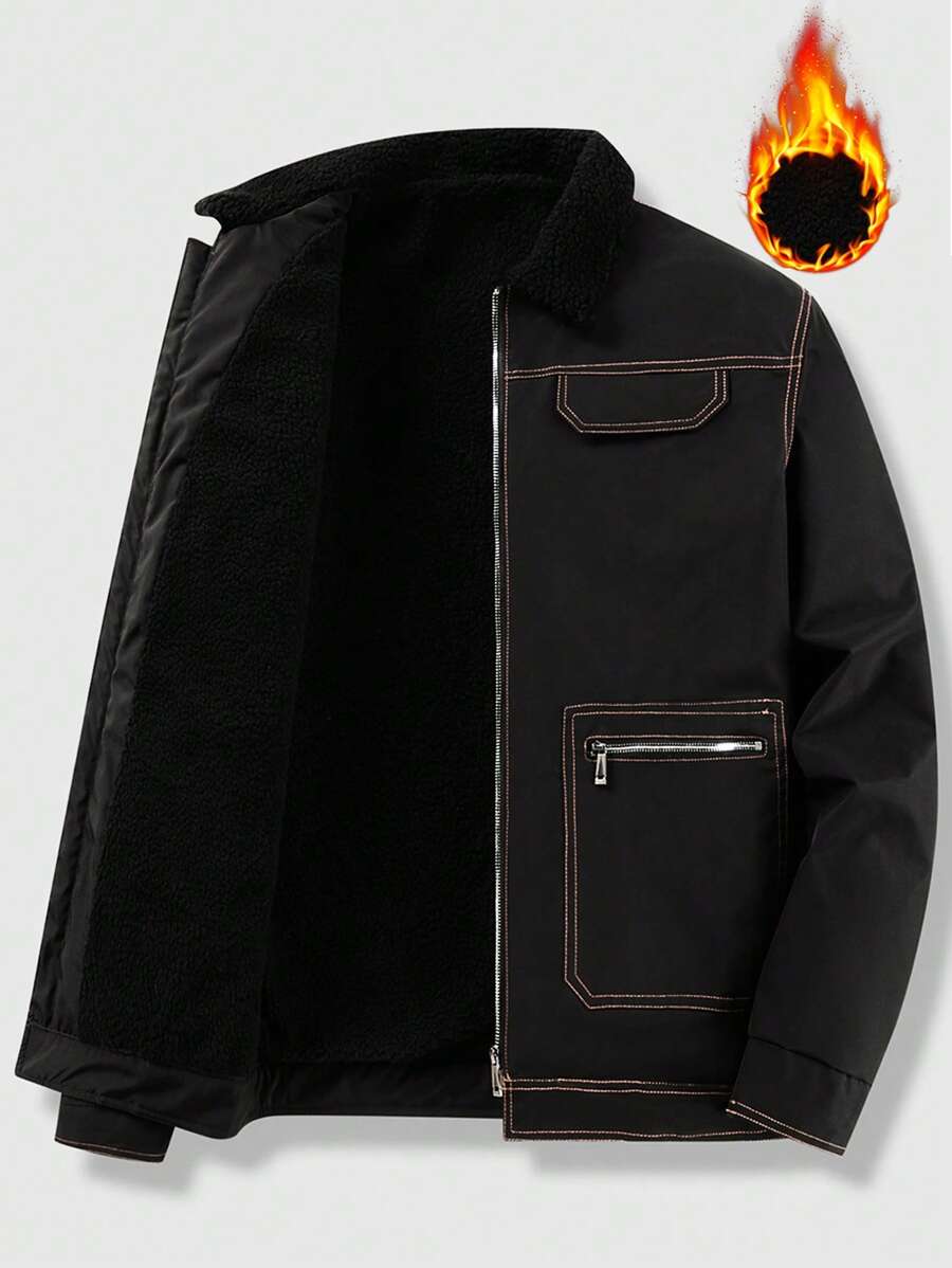 Manfinity Homme Loose Men's Fleece Lined Zipper Jacket | SHEIN UK