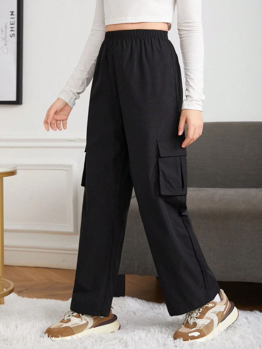 Teen Girl Flap Pocket Side Cargo Pants | SHEIN UK