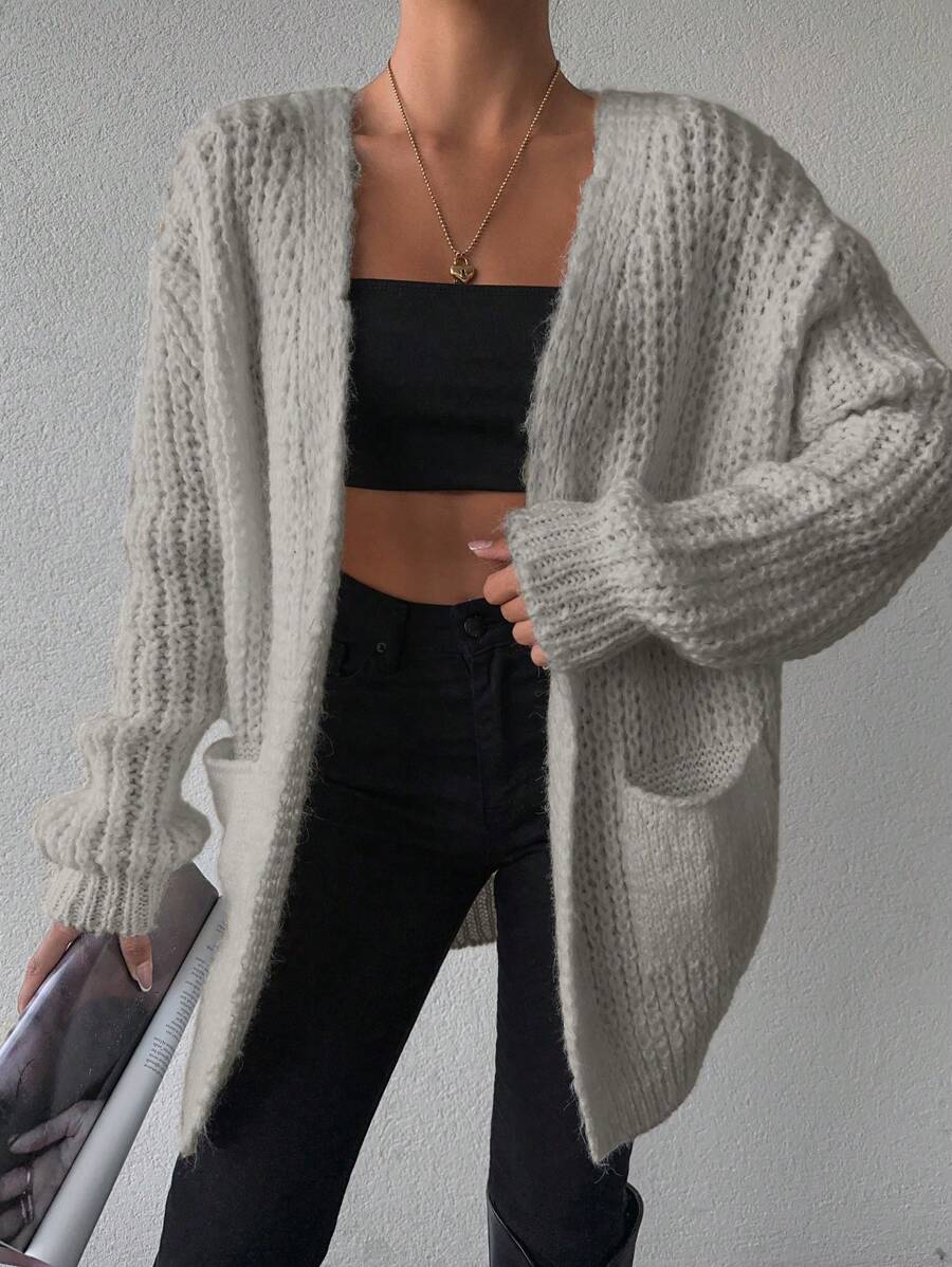 SHEIN Cardigan À Poches Doubles Et Couleur Unie | Mode en ligne | SHEIN ...