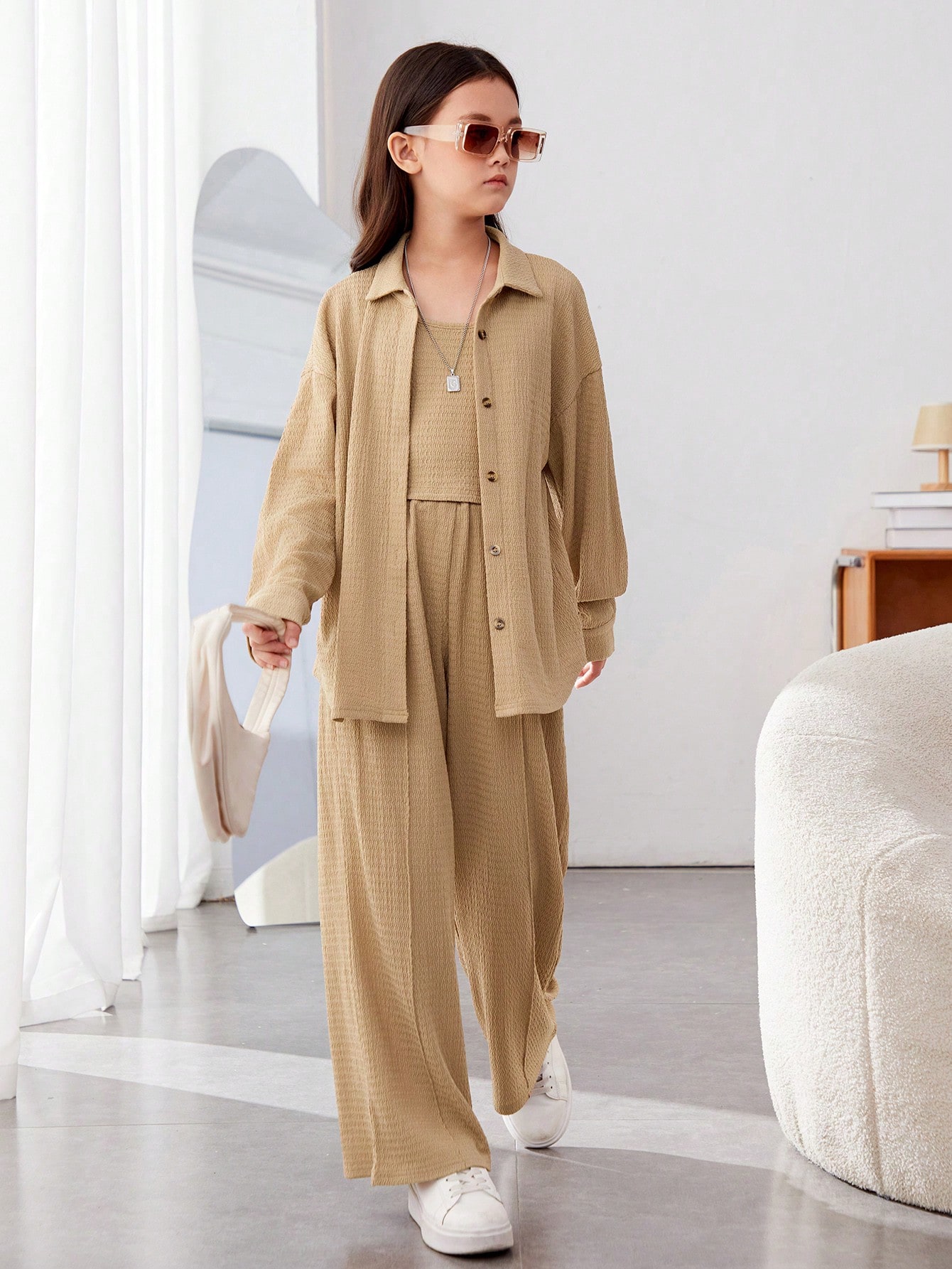 SHEIN Kids HYPEME Tween Girls Sports Street Knit Solid Colored Hooded ...