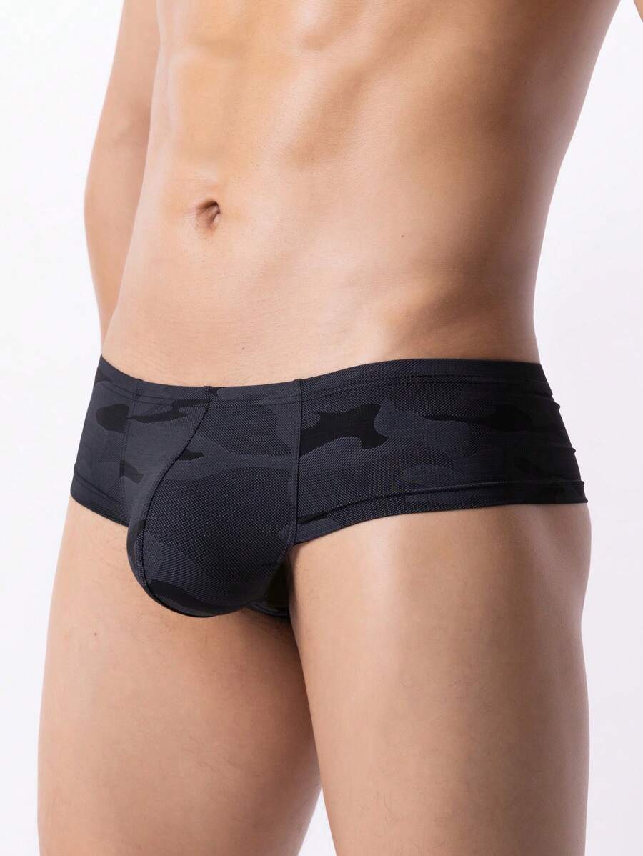 Men's Casual Black Knitted Fabric Briefs With Contrast Mesh Details Medium Stretch Underwear ...