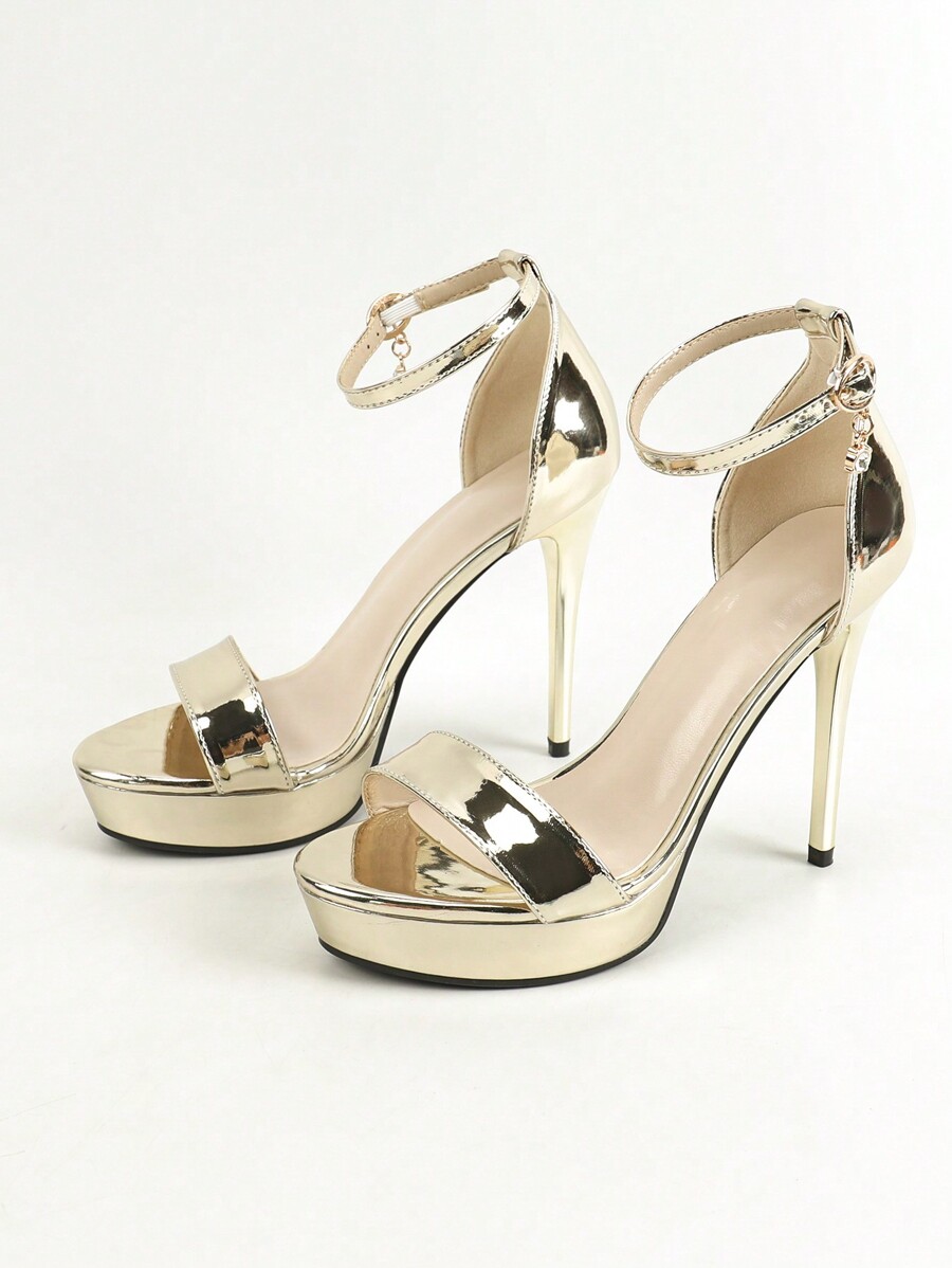 Women's High Heel Sandals 11.6cm Golden Patent Leather Stiletto Heels ...