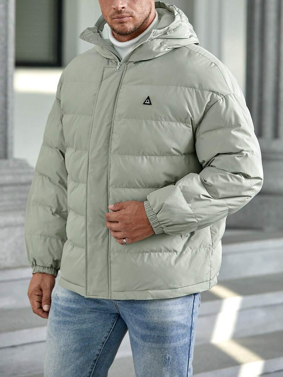 Manfinity Homme Men's Plus Size Oversized Puffer Jacket With Patchwork ...