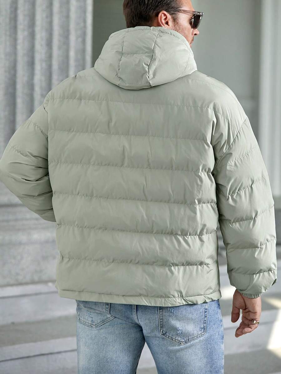 Manfinity Homme Men's Plus Size Oversized Puffer Jacket With Patchwork ...